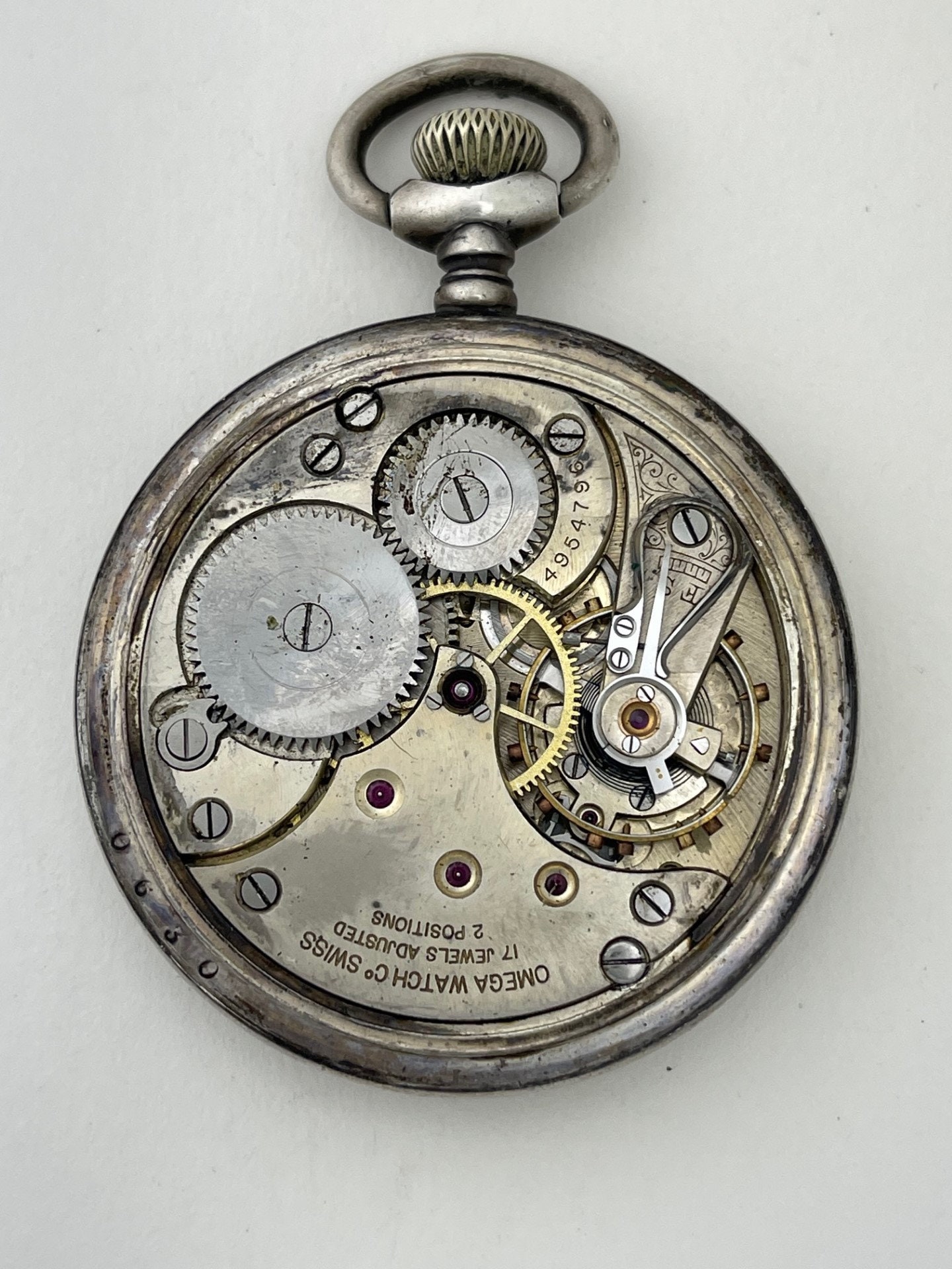 Omega Sterling Silver Two Level White Porcelain Dial Made by Omega to ...