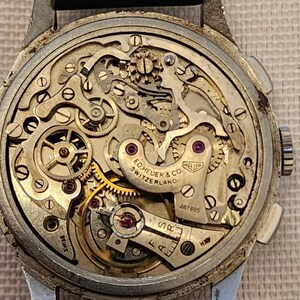 Ed.heuer Chronograph Military Aviation Pilot WWII Valjoux23 Black Dial ...