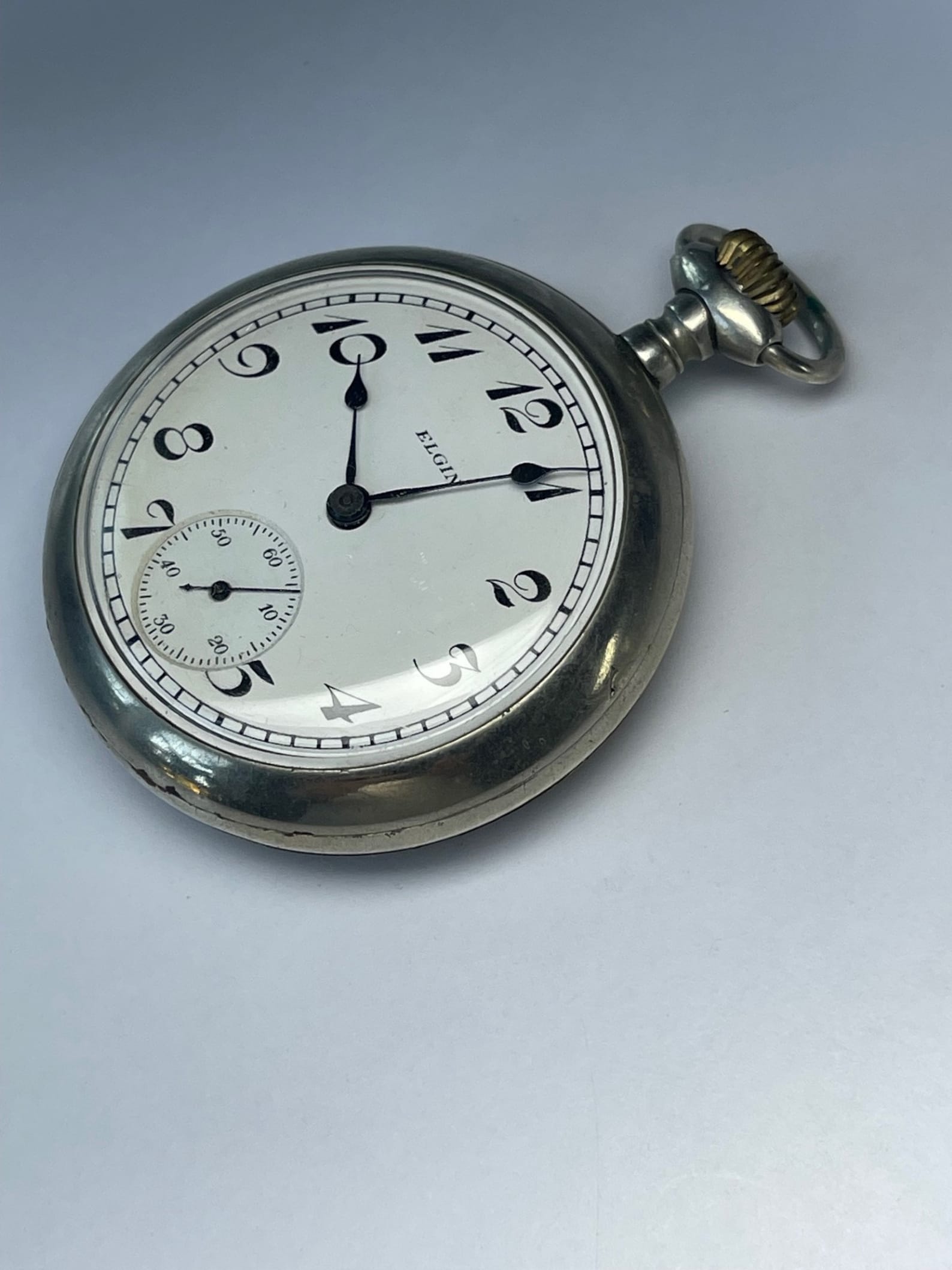Elgin Antique Breguet Numbers Pocket Watch Porcelain Dial Screw Down ...