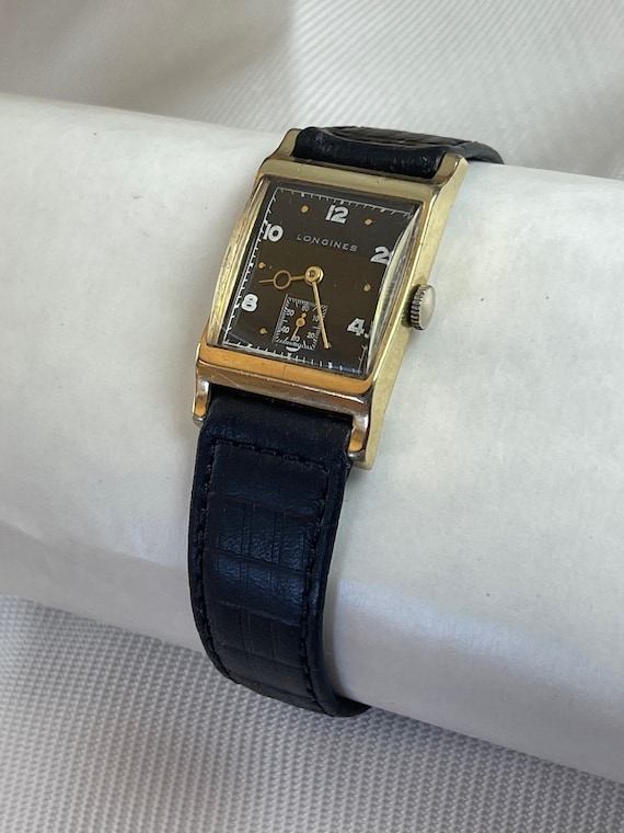Longines Gold Filled Rectangular Black Dial Vintage S… - Gem