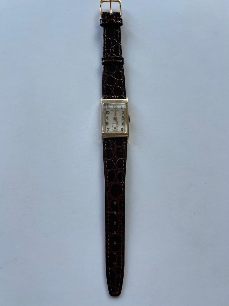 Hamilton Solid 14K(585) Gold Art Deco Style Cal.982 Rectangular Swiss ...