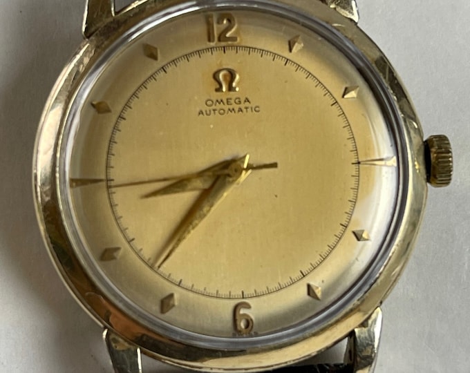 Omega Gold Capped Bumper Automatic Two Tone Pie Pan Dial Screw Down ...