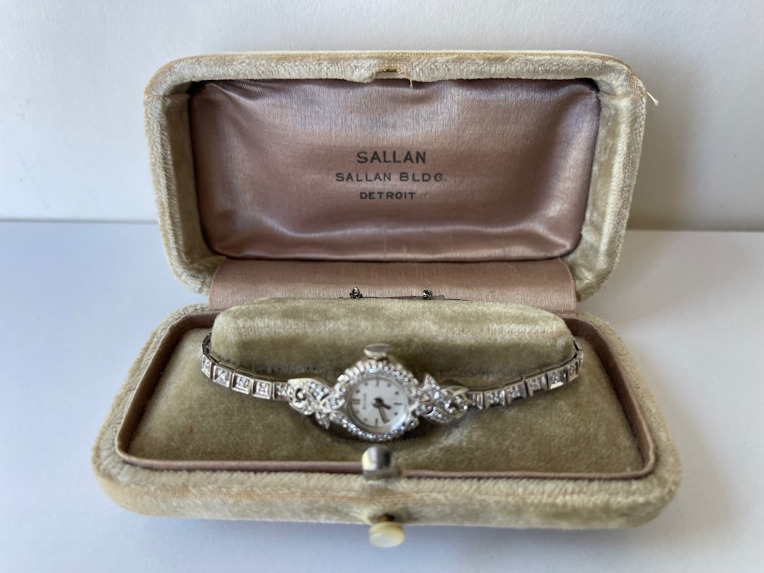 Bulova Ladies Art Deco Solid 14K (585)white Gold Watch Case and ...