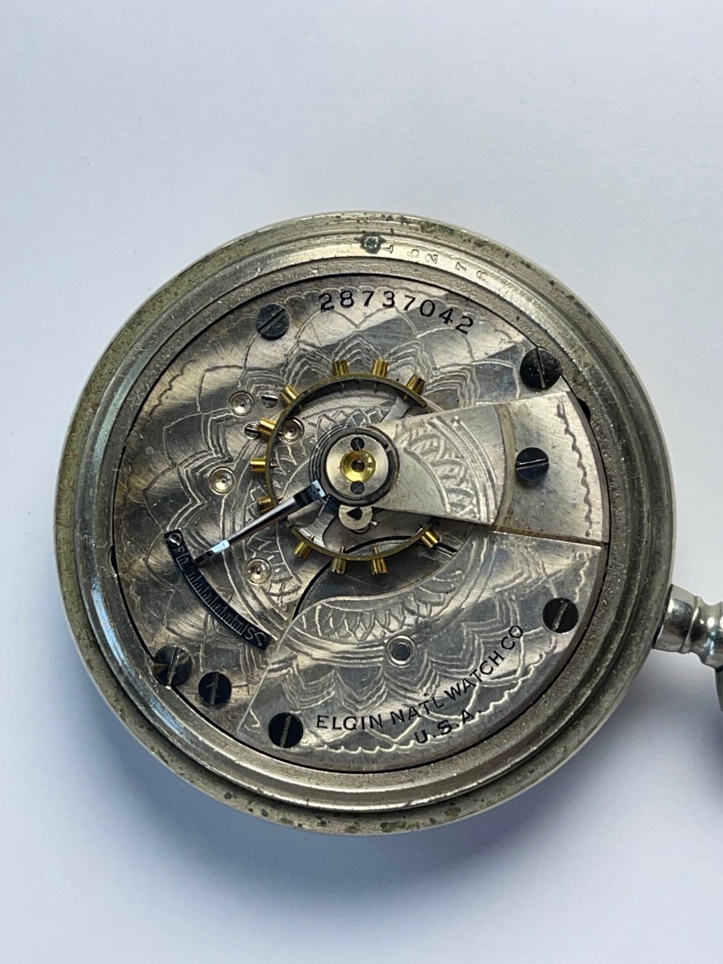 Elgin Antique Breguet Numbers Pocket Watch Porcelain Dial Screw Down ...