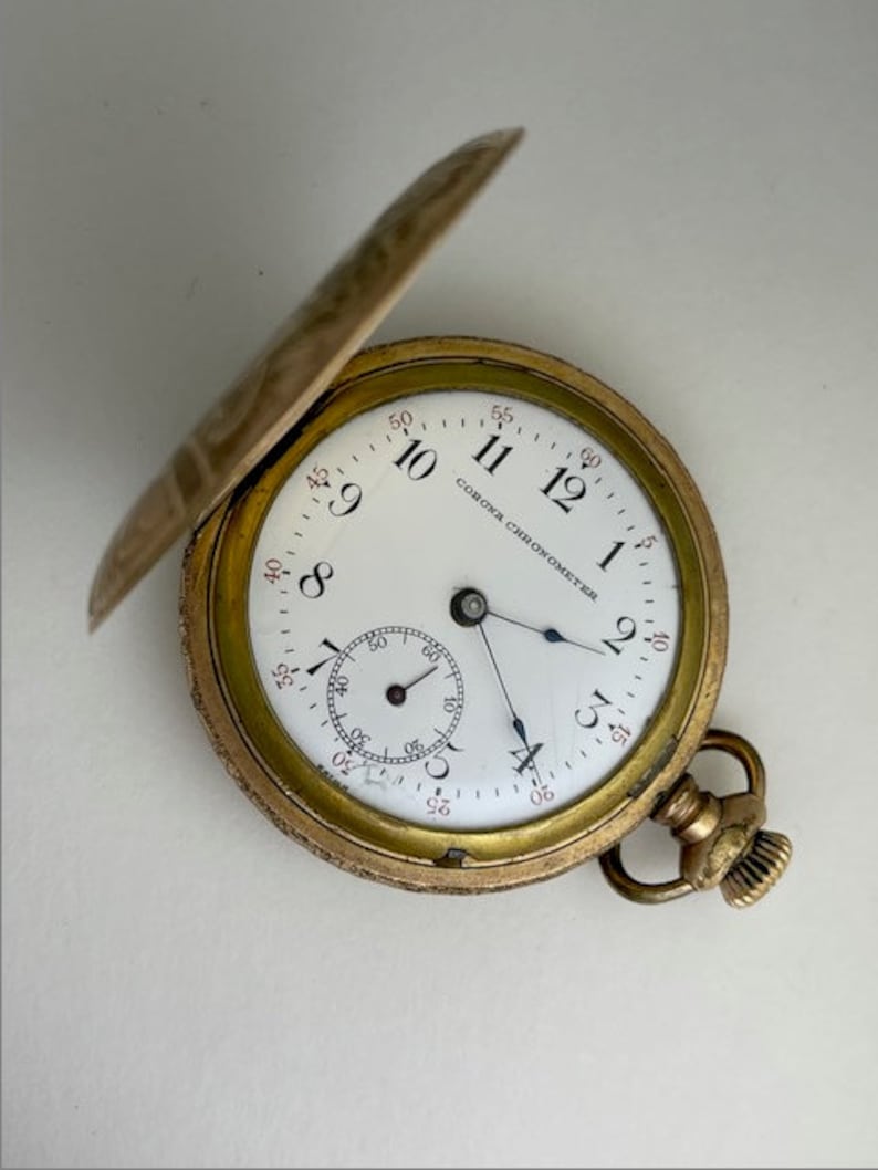 Corona Chronometer Railroad Gold Capped White Porcelain Dial Hunting ...