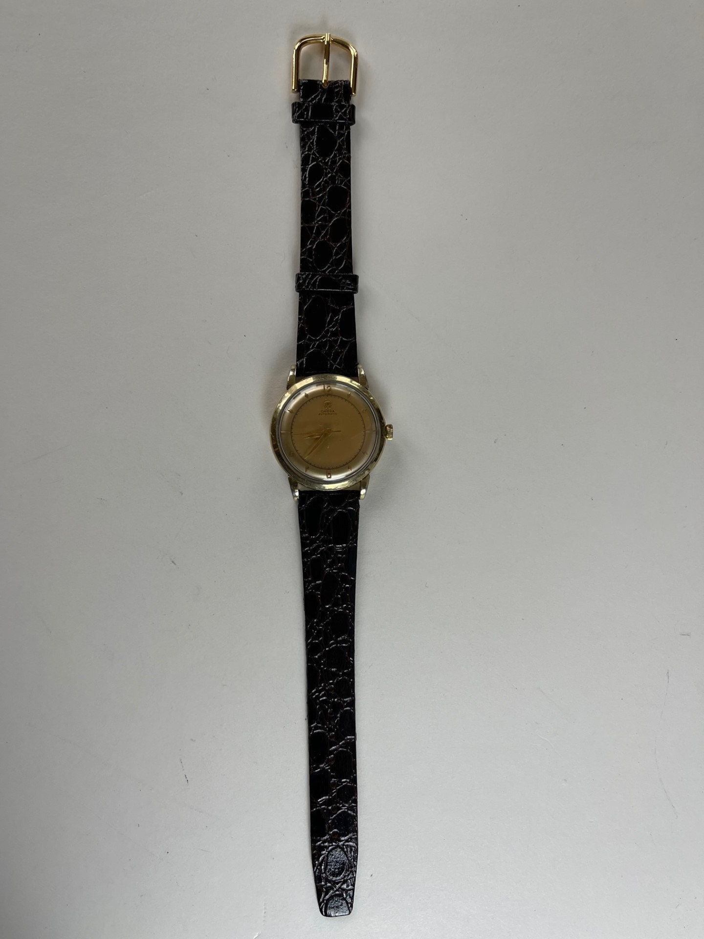 Omega Gold Capped Bumper Automatic Two Tone Pie Pan Dial Screw Down ...