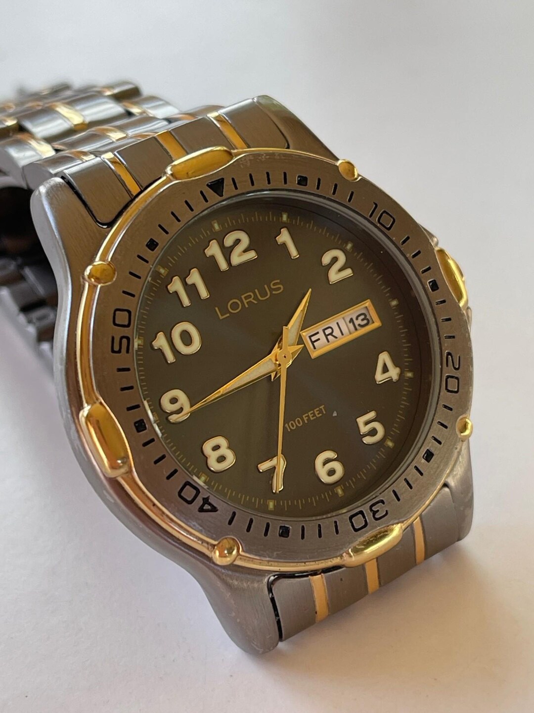 Lorus 100feet Diver Made by Seiko Calendar Day/date Two Tone Gold ...