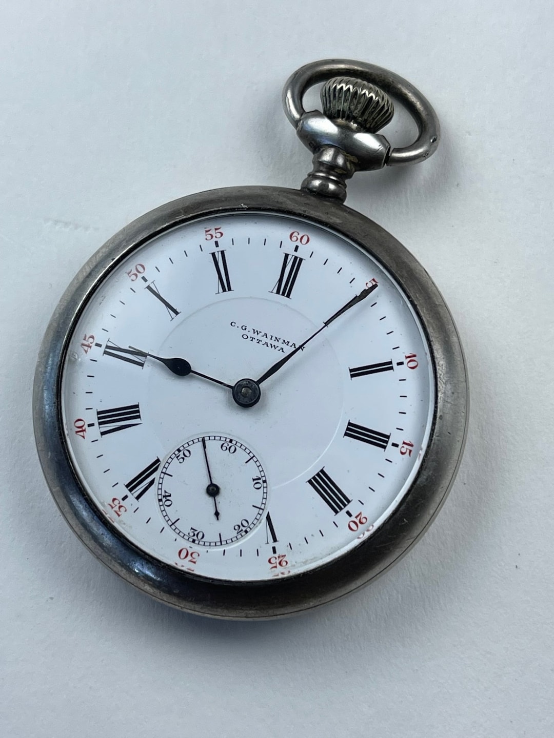 Omega Sterling Silver Two Level White Porcelain Dial Made by Omega to ...