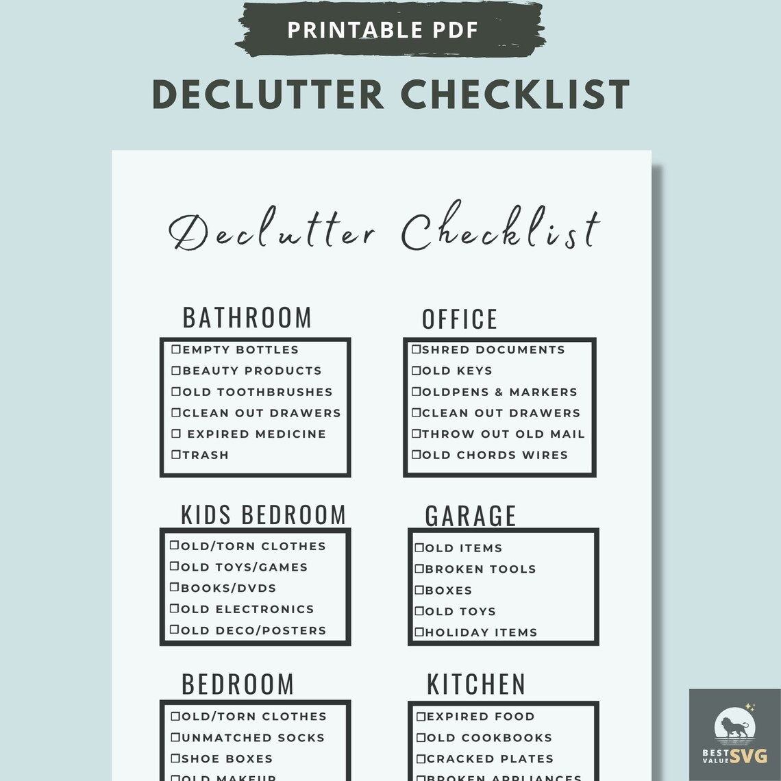 PDF: Printable Declutter Checklist Declutter Checklist Printable Home ...