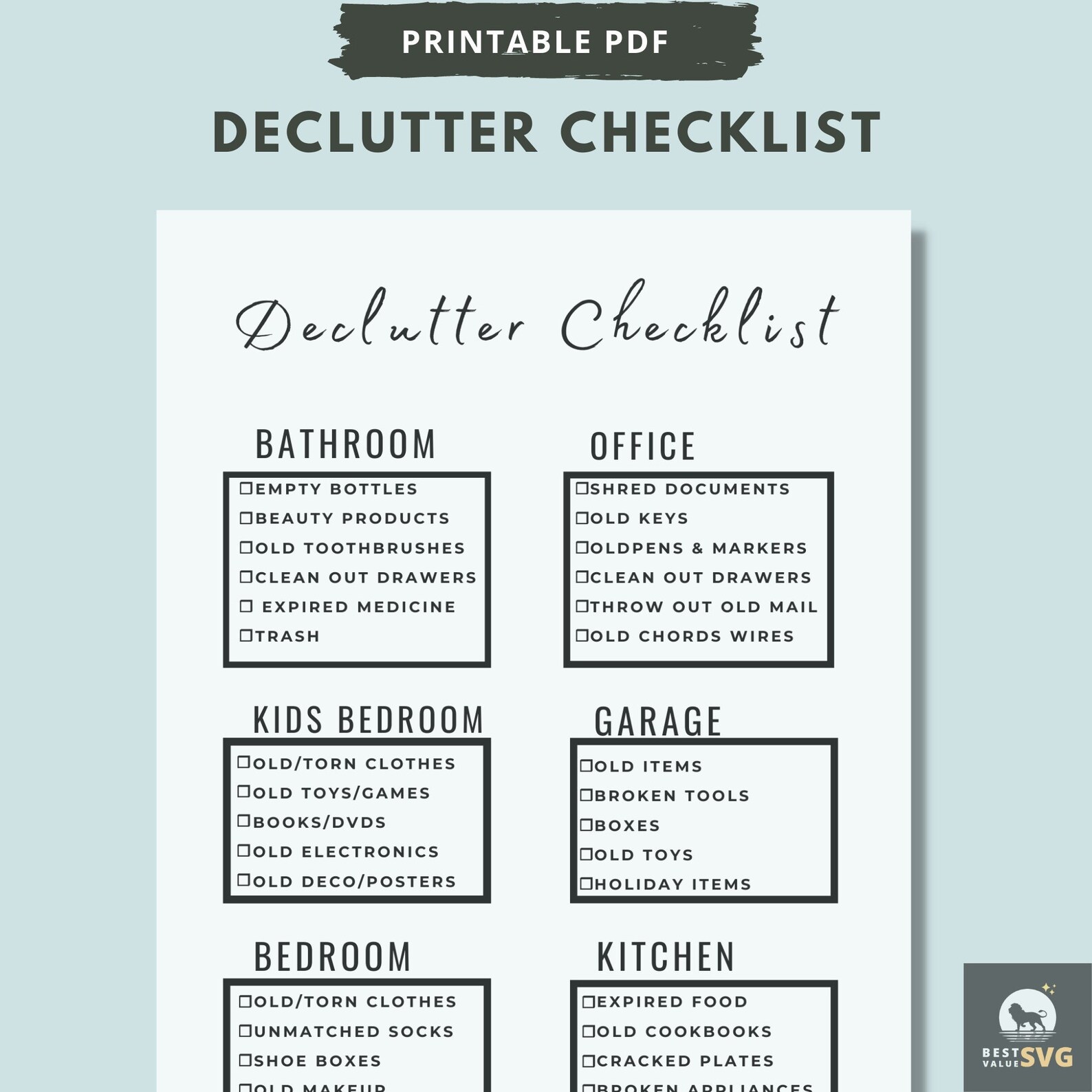 PDF: Printable Declutter Checklist Declutter Checklist Printable Home ...