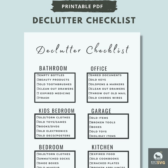 PDF: Printable Declutter Checklist Declutter Checklist | Etsy