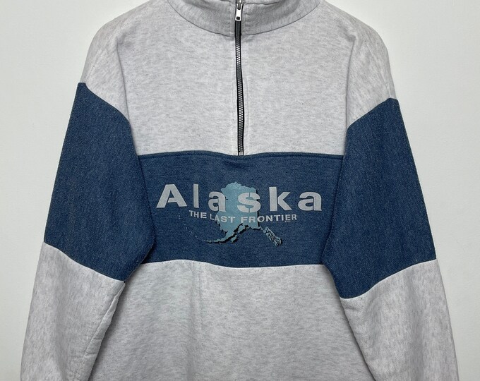 Vintage 1990s Alaska the Last Frontier Spell Out Zip up Sweatshirt size ...