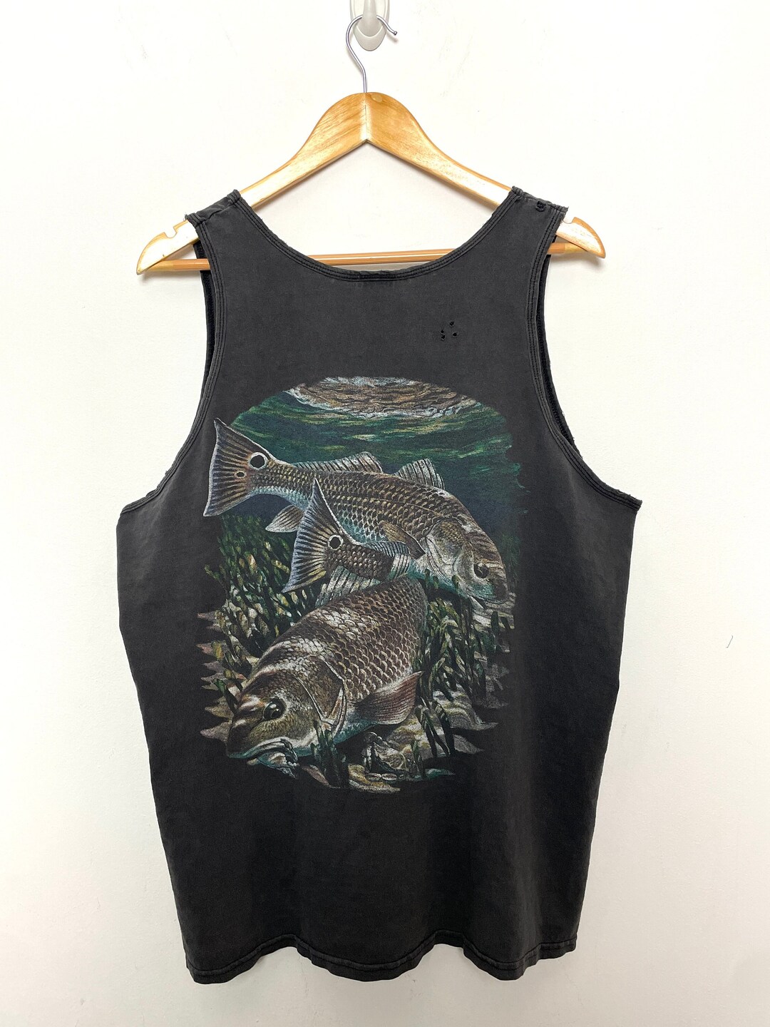 Vintage 1990s Outback America Red Drum Fish Graphic Faded Tank Top ...