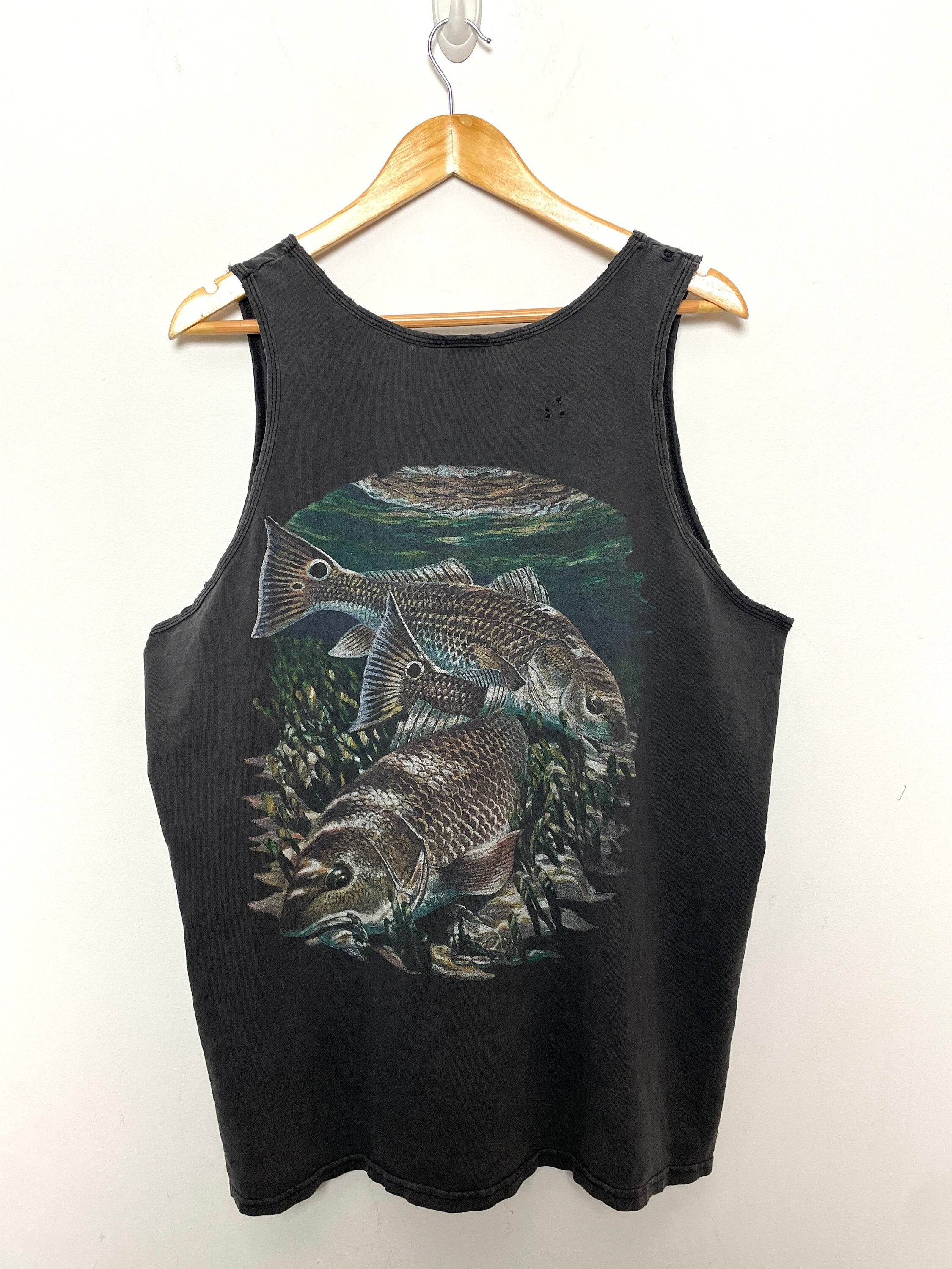 Vintage 1990s Outback America Red Drum Fish Graphic Faded Tank Top ...