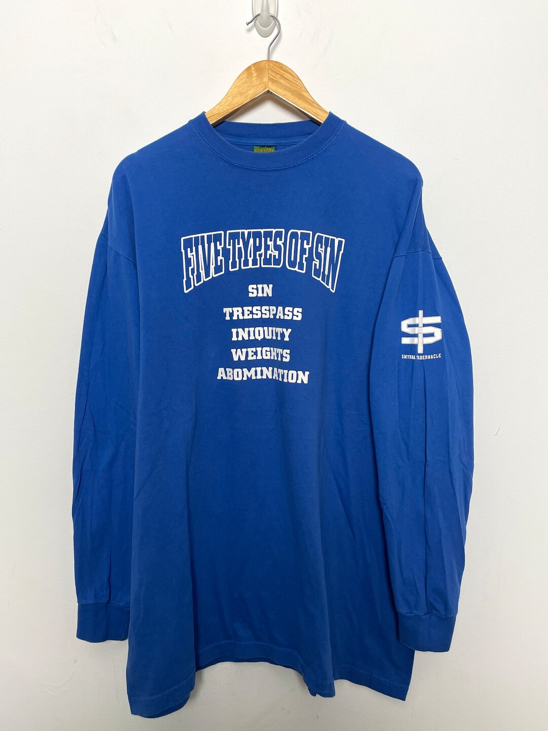 Vintage 1990s "five Types of Sin" Spell Out Religion Bible Graphic Long ...