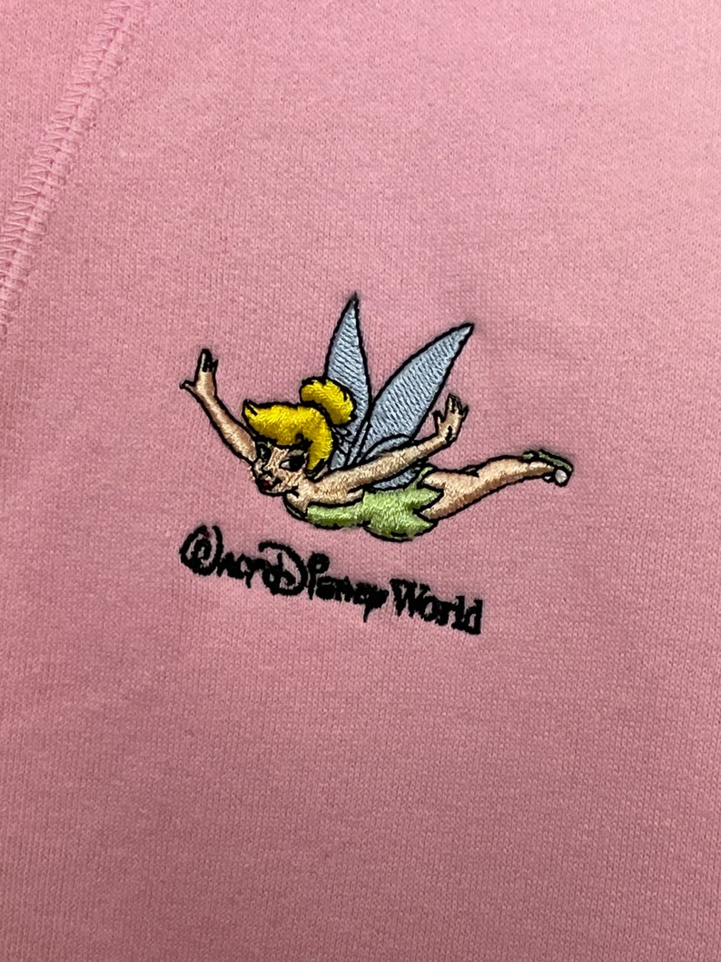Vintage 1990s Walt Disney World Tinker Bell Pink Quarter Zip Ringer ...
