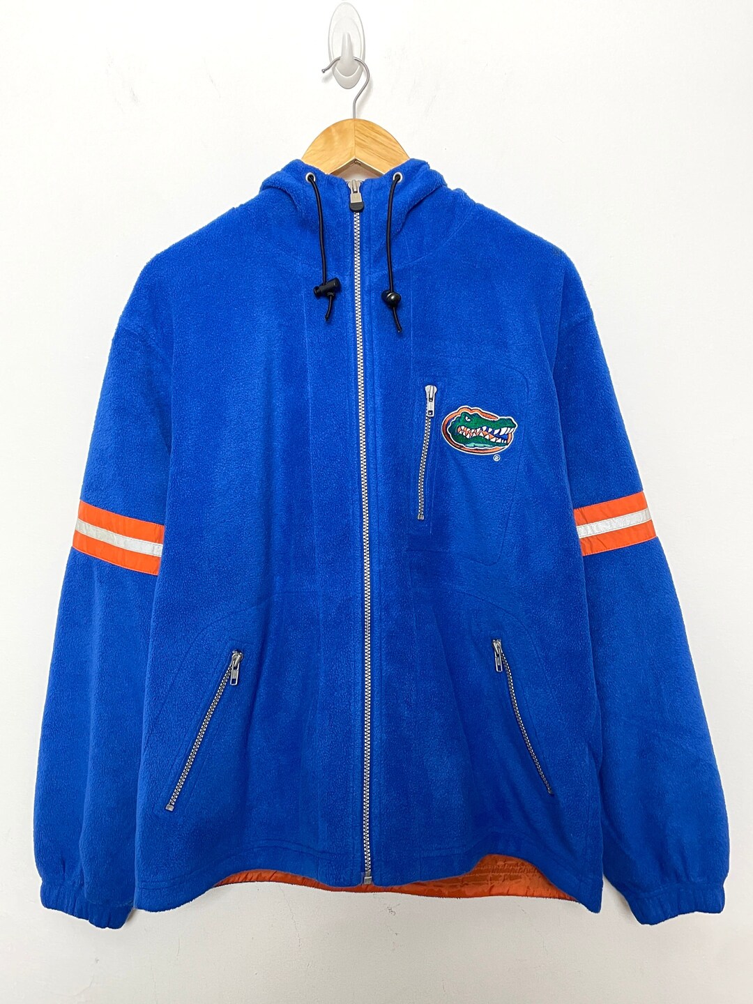 Vintage 1990s Champion Florida Gators Striped Zip up Hooded Fleece ...