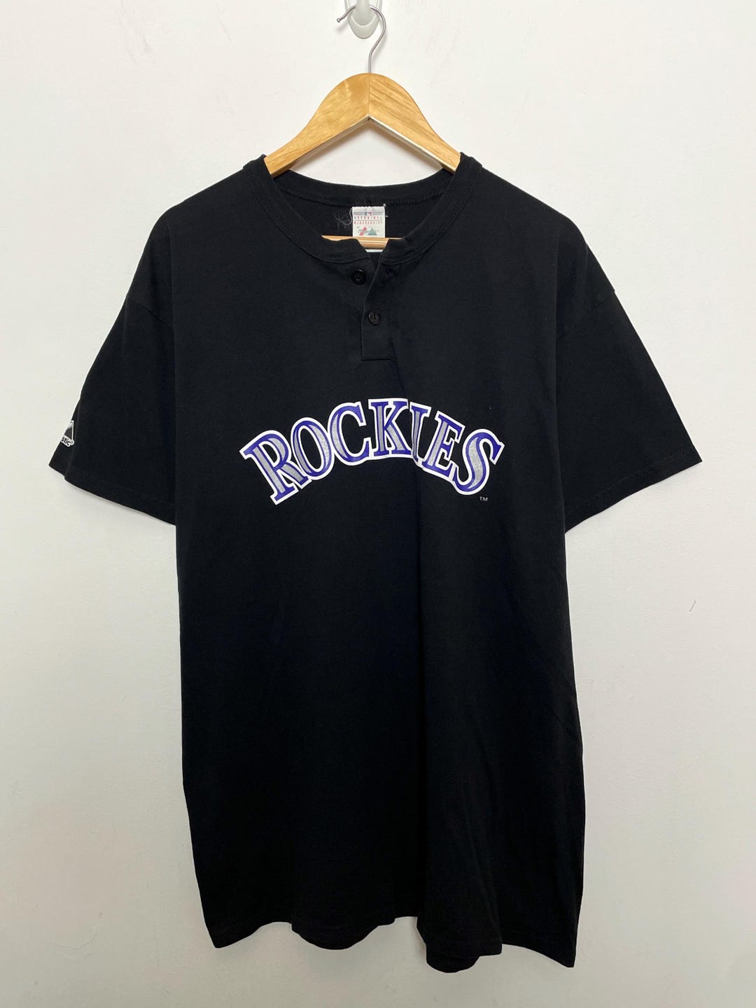 Vintage 1990s Colorado Rockies MLB Baseball Henley Button up Graphic ...