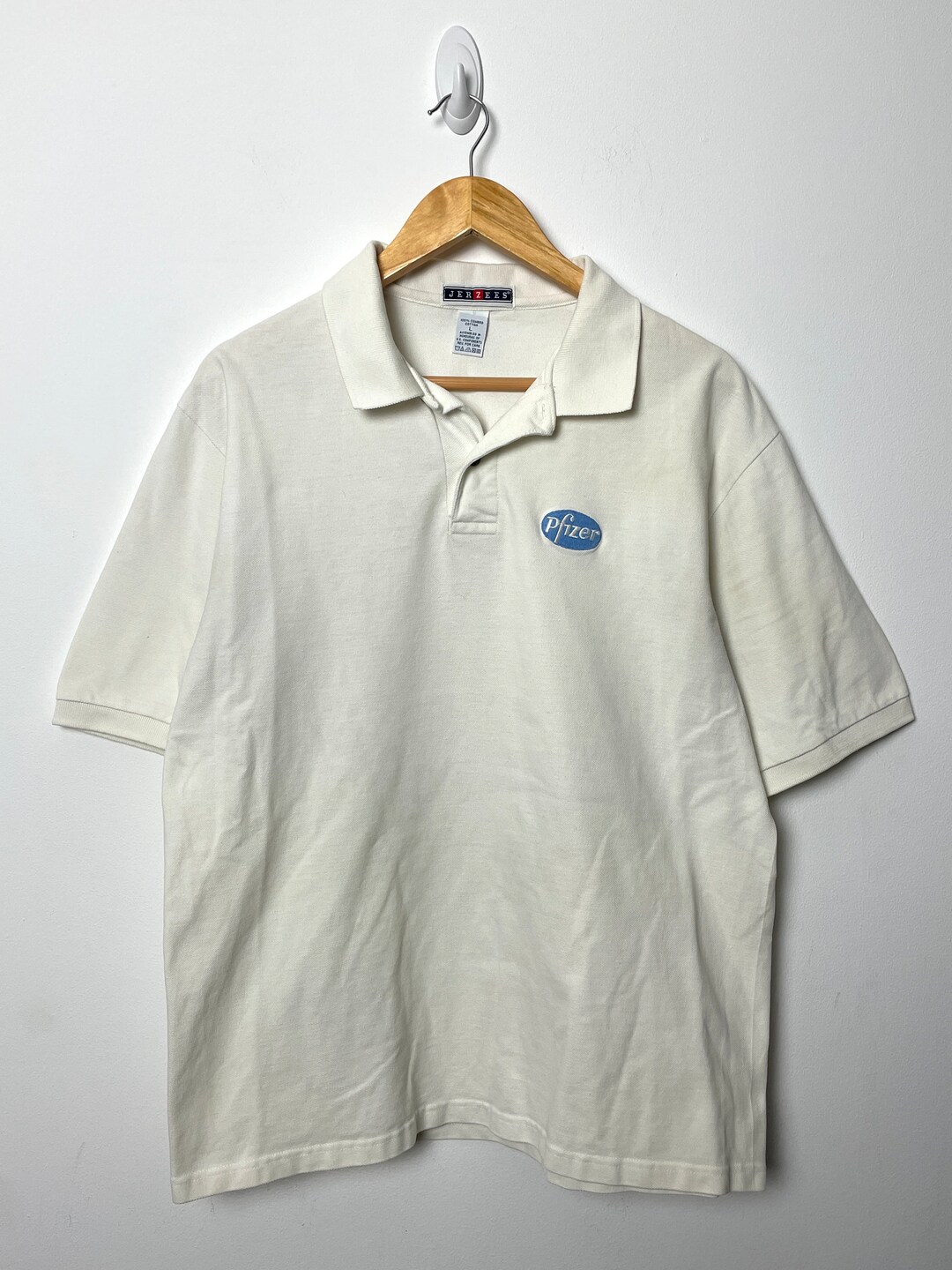 Vintage 1990s Pfizer Pharmaceutical Company Spell Out Logo Polo Shirt ...