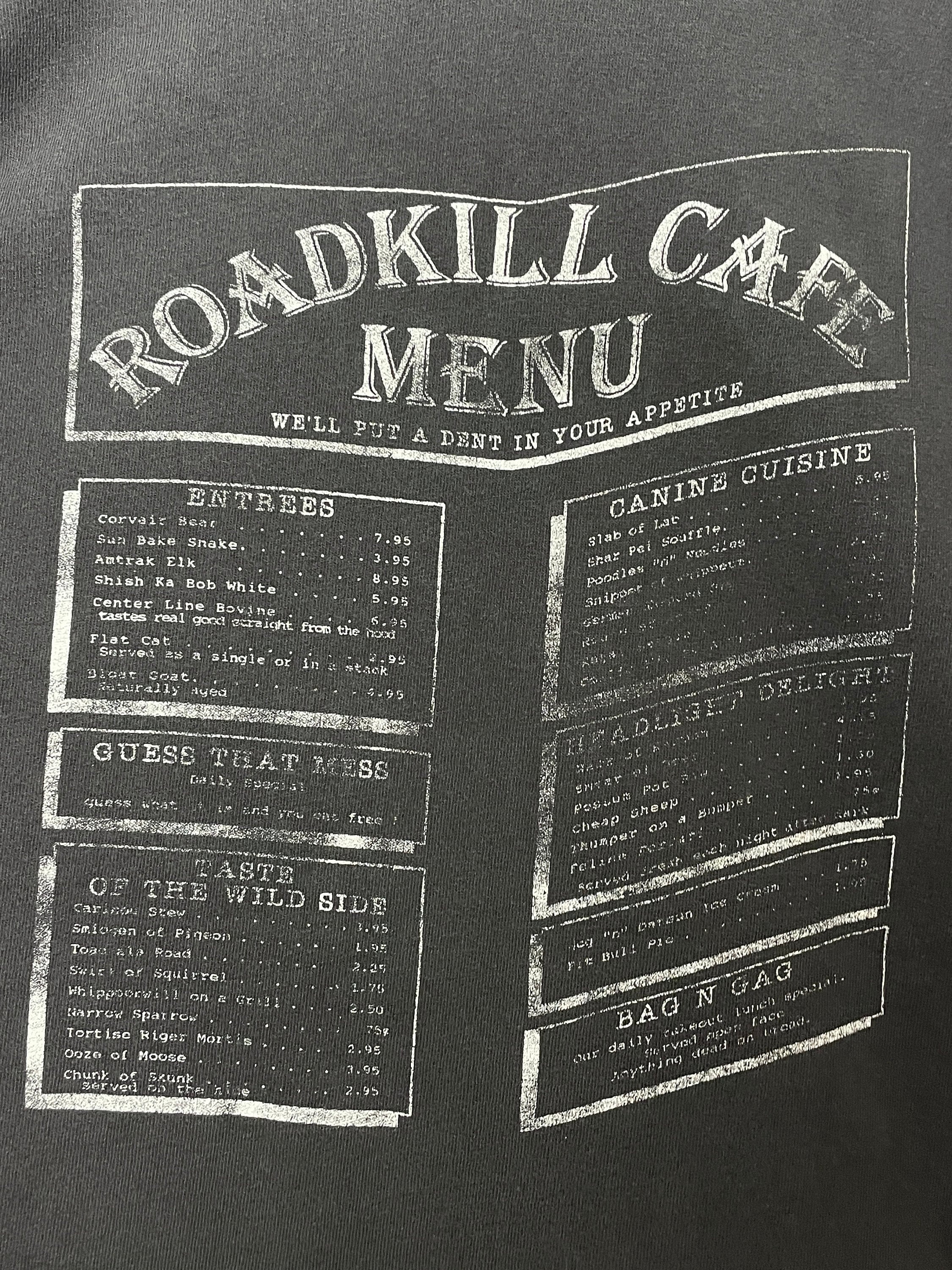 Vintage 1990s Roadkill Cafe Menu south of the Border Made in USA Spell ...