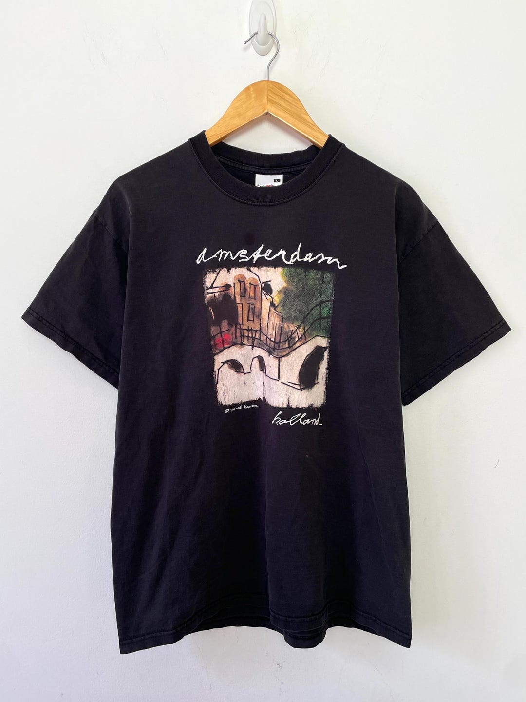 Vintage 1990s Mark Raven Amsterdam Holland Netherlands Art Graphic Tee ...