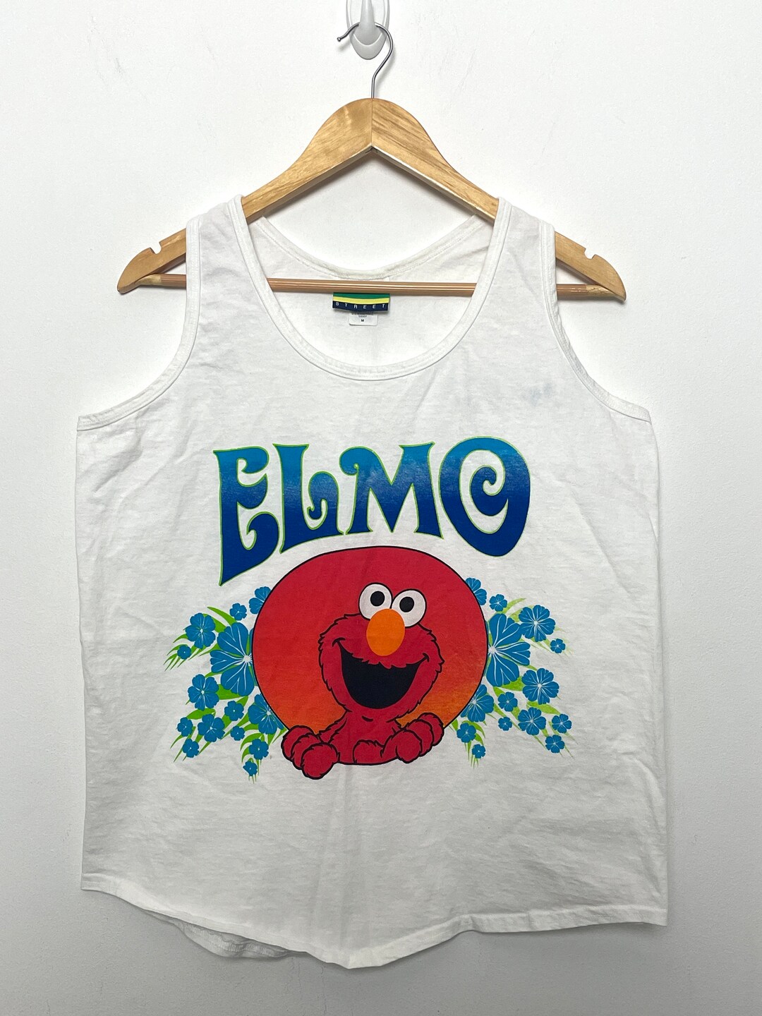 Vintage 1990s Elmo Sesame Street Spell Out Floral Graphic Tank Top ...