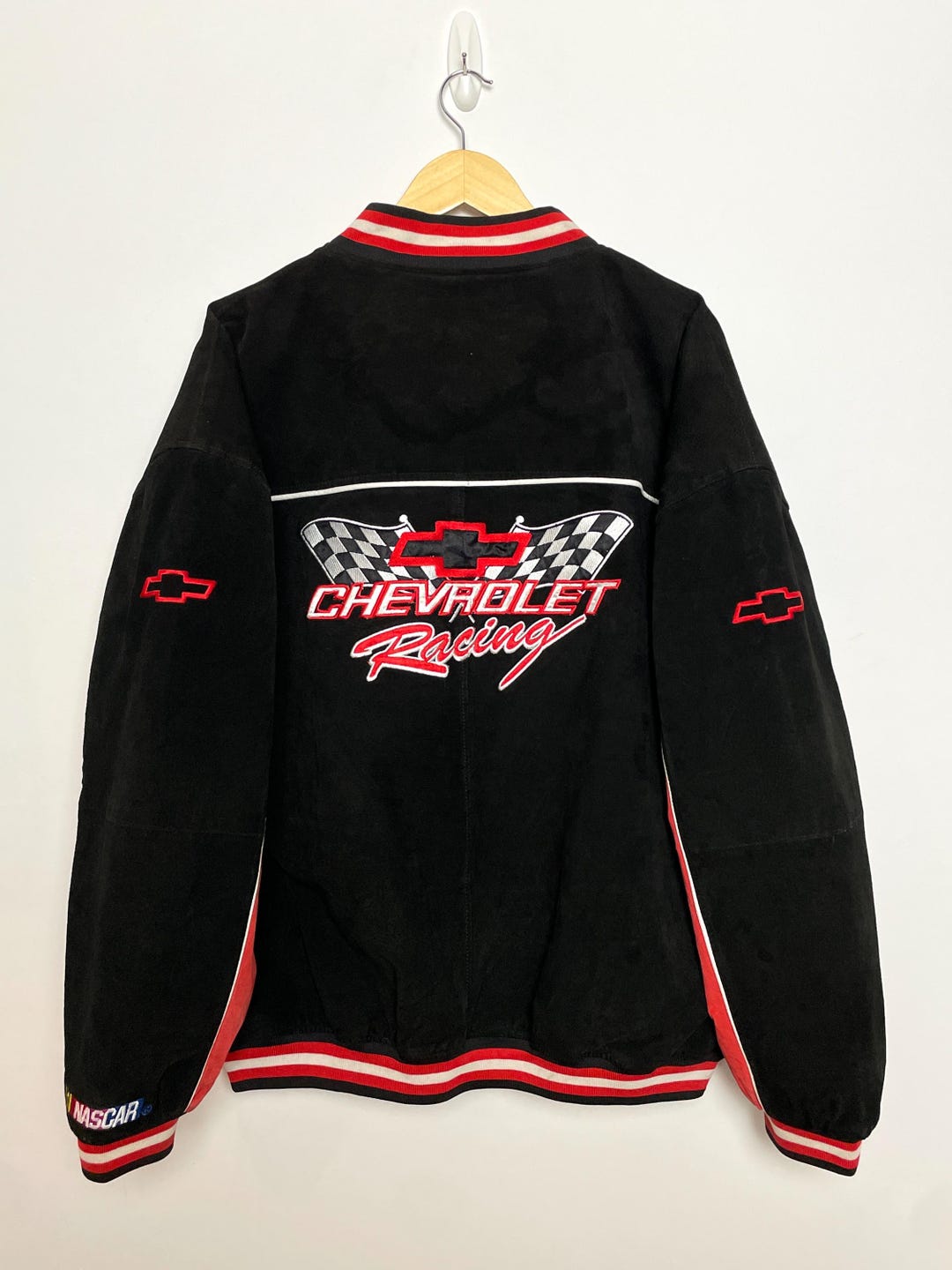 Vintage 1990s Chevrolet Racing NASCAR Style Essex Genuine Suede Leather ...