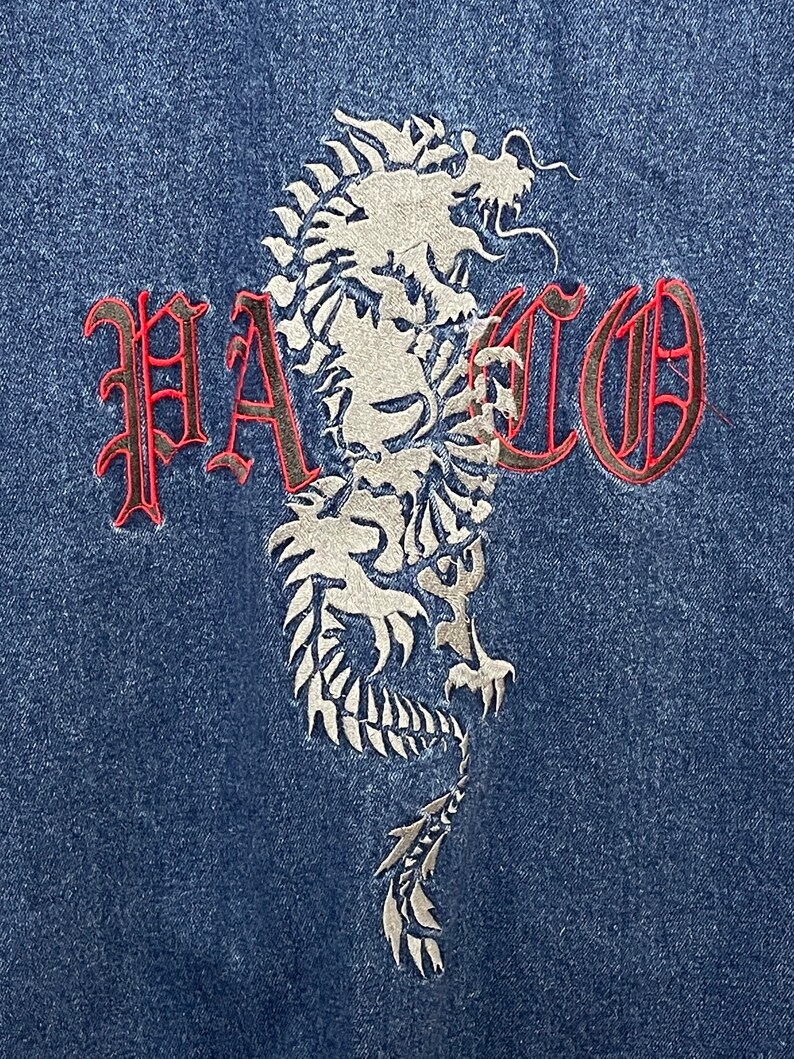 Vintage Y2K Paco Jeans Embroidered Spell Out Dragon Graphic Cargo Denim ...
