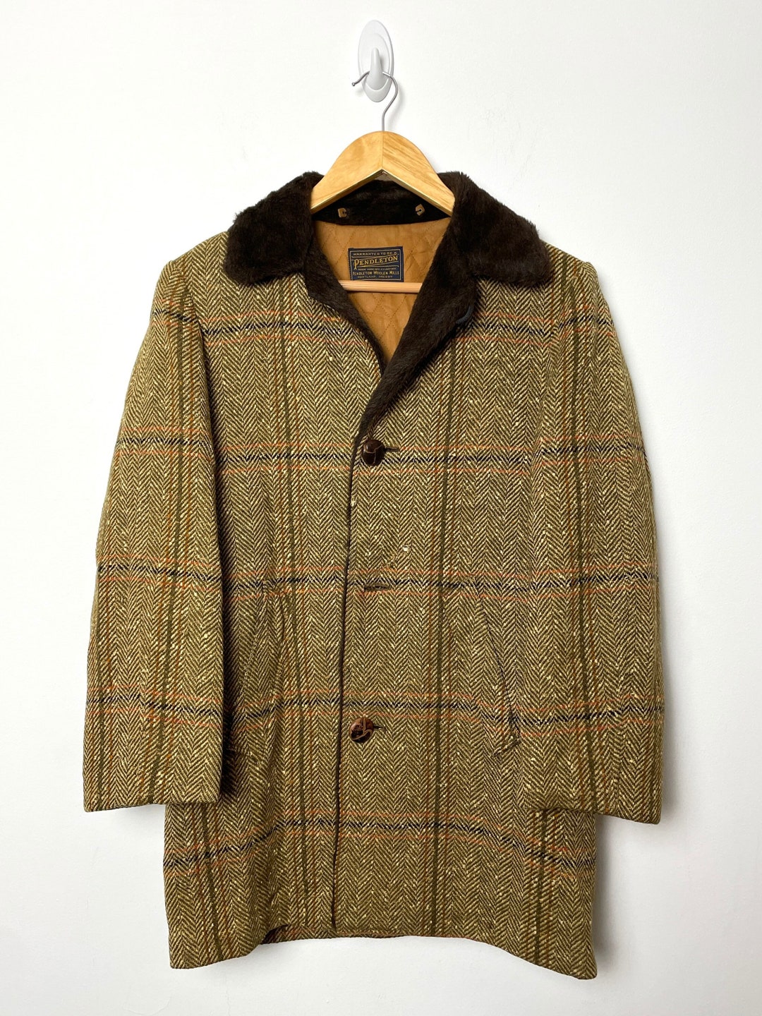 Vintage 1970s Pendleton Checkered Herringbone Button up Lined Knit ...