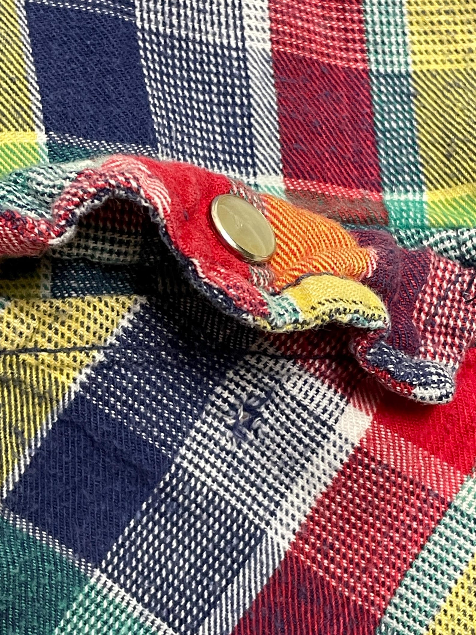 Vintage 1980s Faded Glory Multi Color Plaid Checkered Print Pearl Snap ...