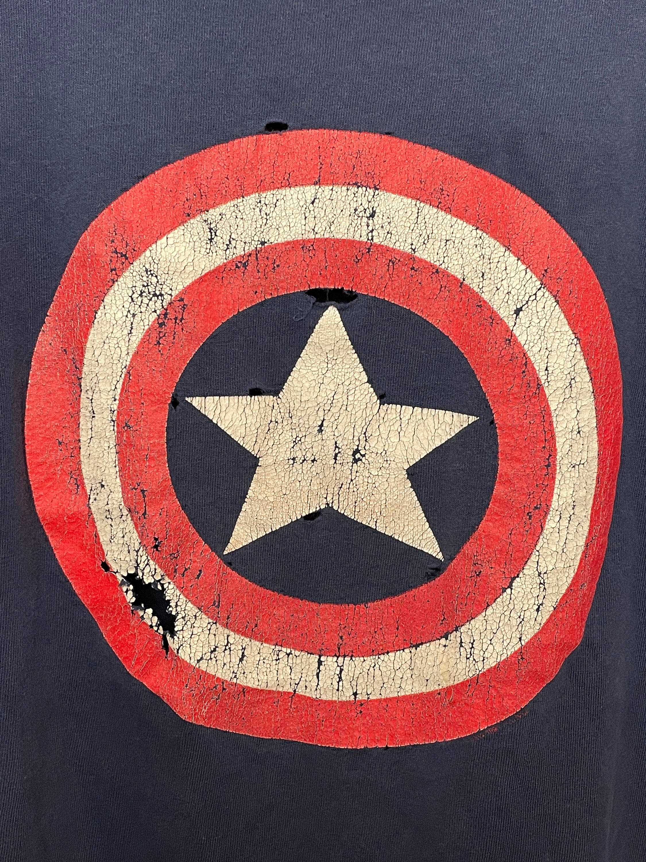 Vintage 1990s Captain America Changes Tag Shield Logo Distressed ...