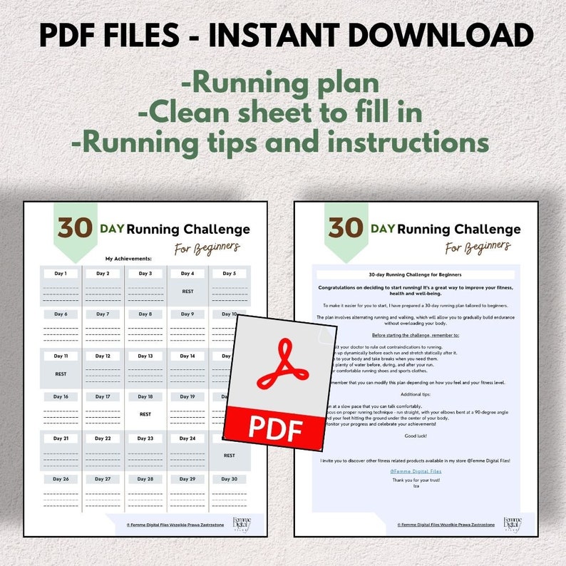 30 Day Running Challenge for Beginners: 5K Training Plan (digital ...
