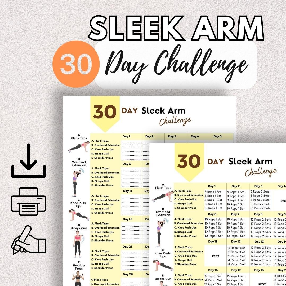 30-day Sleek Arms Challenge, Toned Shoulder Exercise, Printable ...