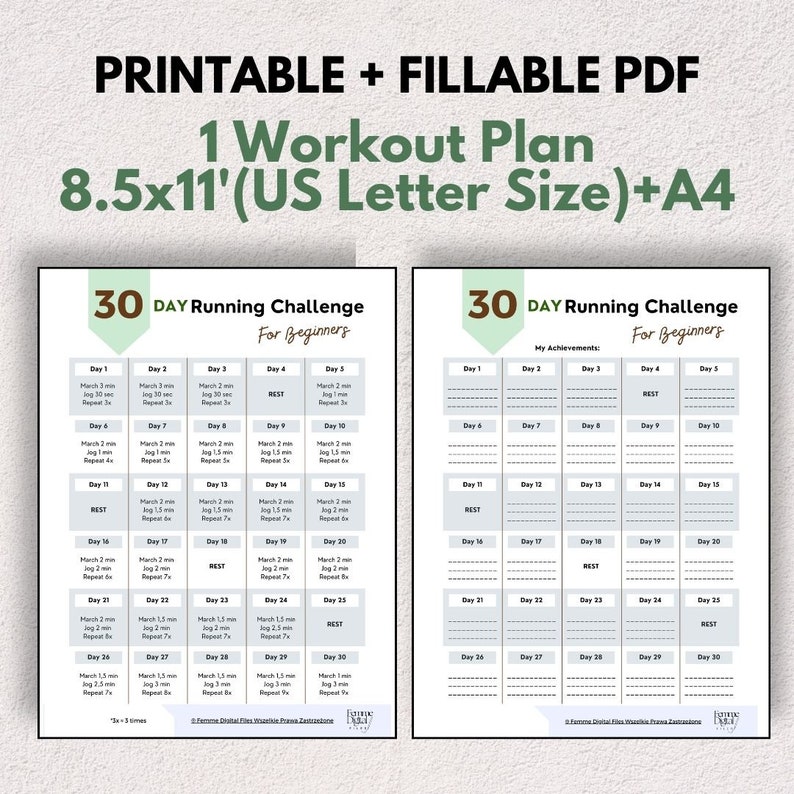 30 Day Running Challenge for Beginners: 5K Training Plan (digital ...