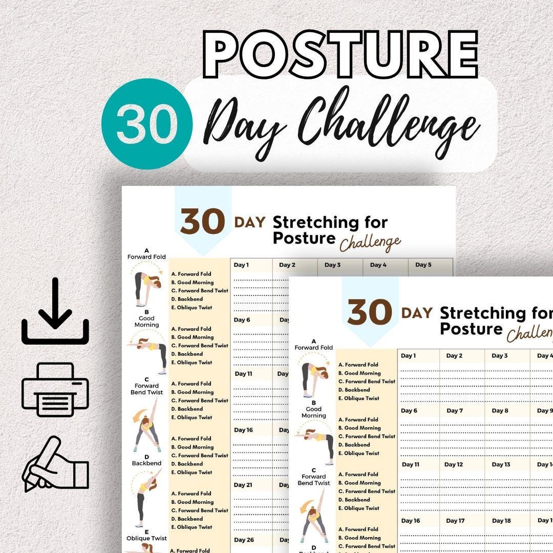30-day Posture Challenge, Posture Fixing Exercise, Back Home Workout ...
