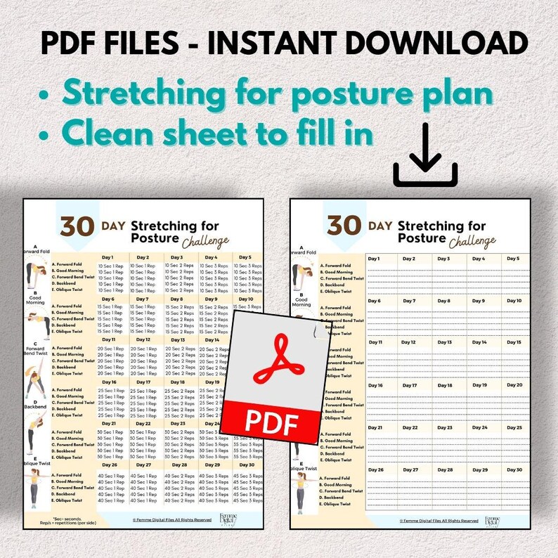 30-day Stretching for Posture Challenge, Back Pain Fixing Exercise ...