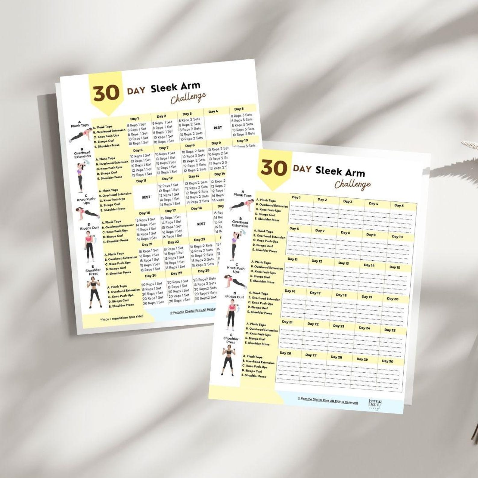 30-day Sleek Arms Challenge, Toned Shoulder Exercise, Printable ...
