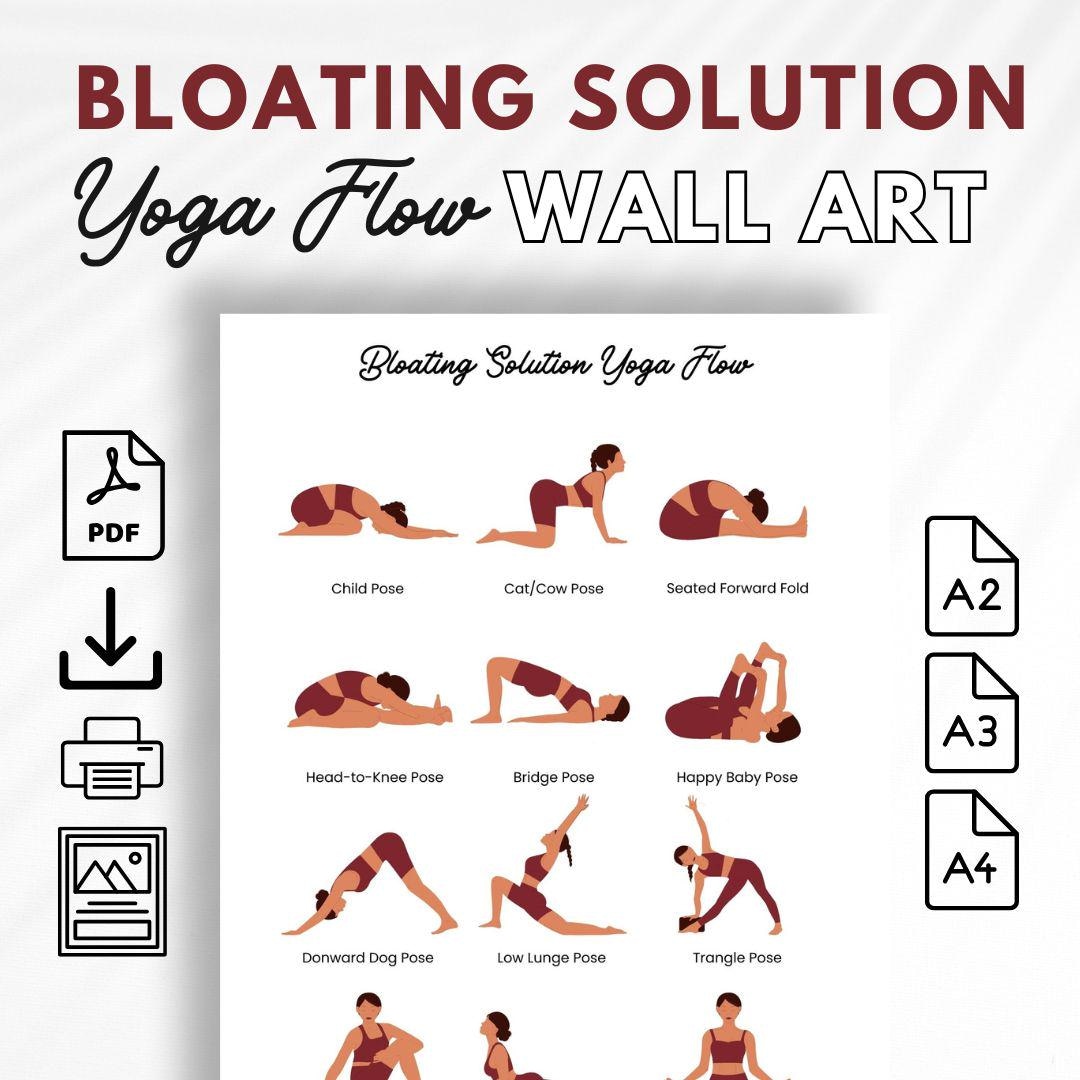 Printable Bloating Yoga Poses Poster, Debloat Exercise, Stretches for ...