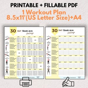 30-day Sleek Arms Challenge, Toned Shoulder Exercise, Printable ...