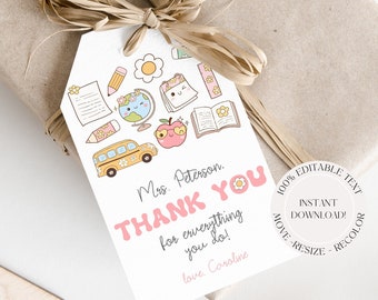 Teacher Appreciation Gift Tag, End of School Year Tag for Teacher ...