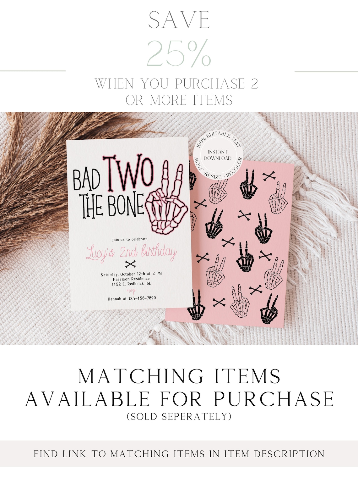 Bad Two the Bone Tatto Bar Sign Template, Pink Tattoo Station Instant ...