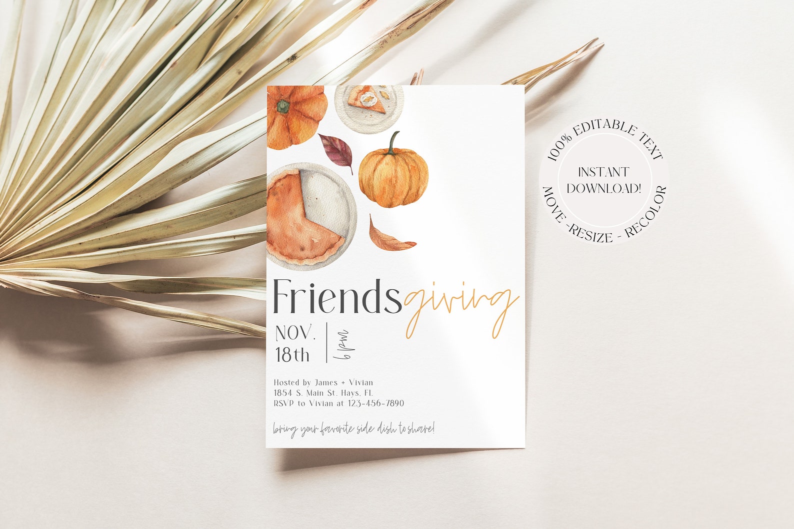 Friendsgiving Invite Template, Instant Download Friendsgiving Invite ...