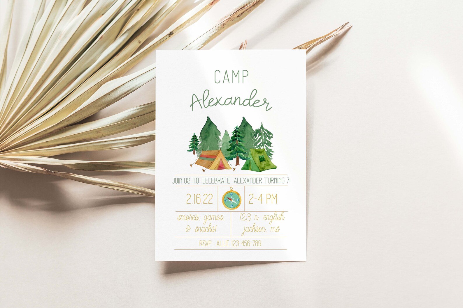 Camping Birthday Invite Template, Instant Download Camp Birthday Invite ...