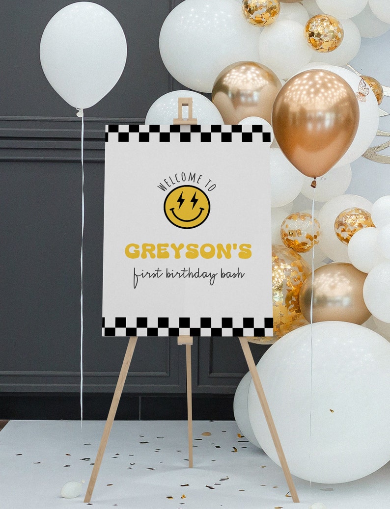 One Happy Dude Birthday Welcome Template, Smiley Face Instant Download ...