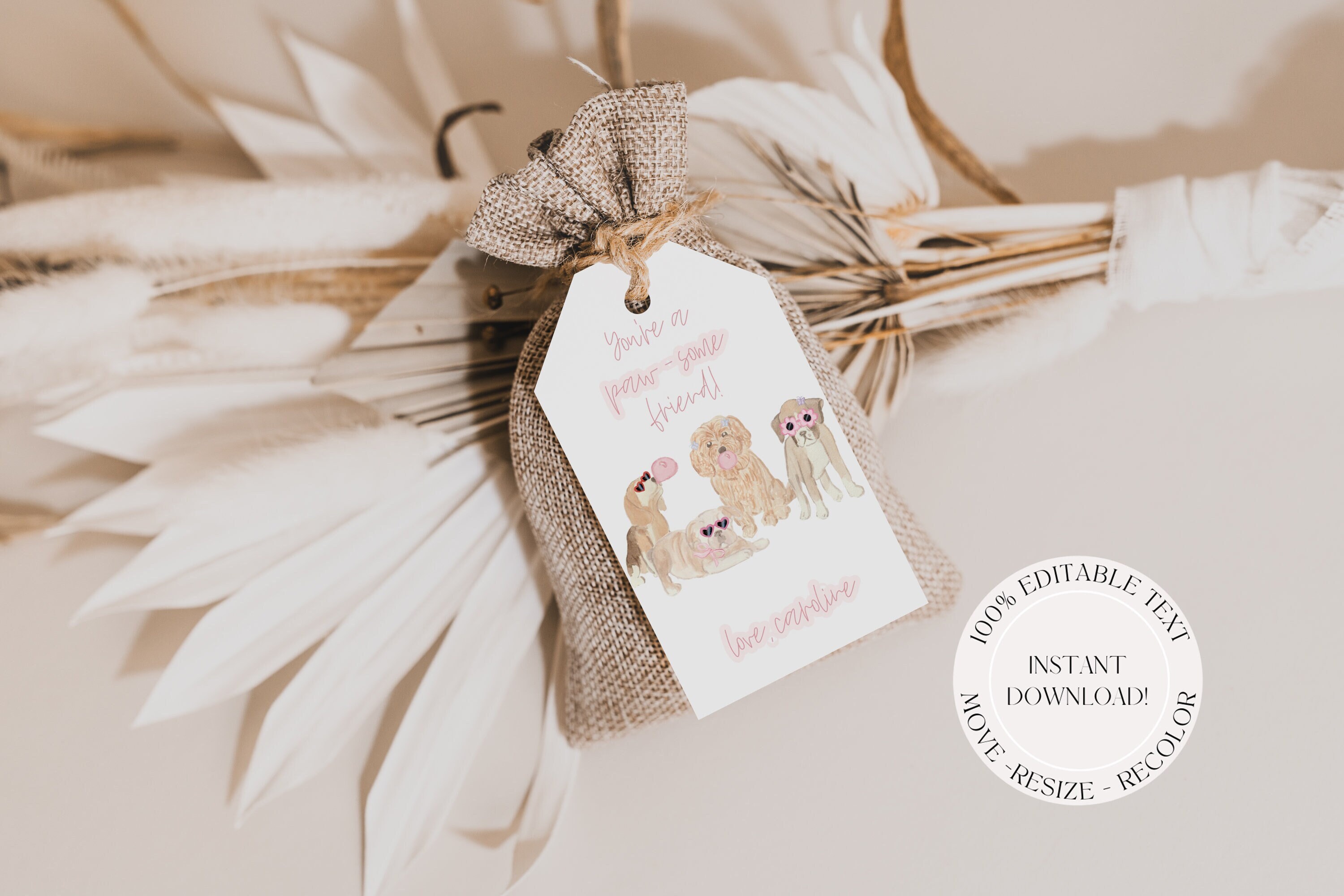 Dog Pawty Favor Tag Printable, Puppy Party Thank You Template, Instant ...