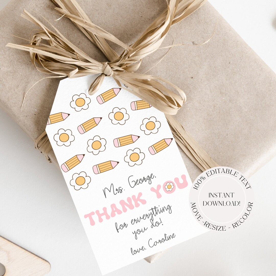 Teacher Appreciation Gift Tag, End of School Year Tag for Teacher ...