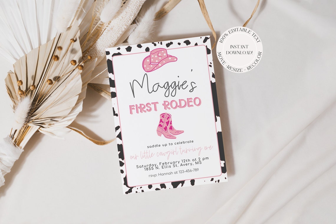 First Rodeo Birthday Invite Instant Download Editable My - Etsy