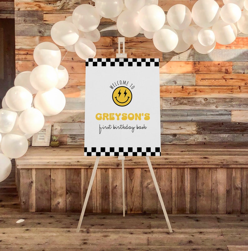 One Happy Dude Birthday Welcome Template, Smiley Face Instant Download ...