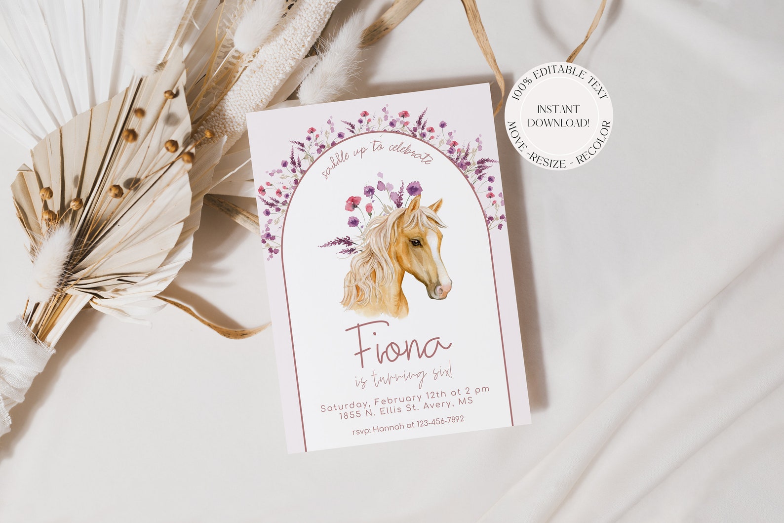 Pony Editable Birthday Invitation, Pony Party Invite Printable ...