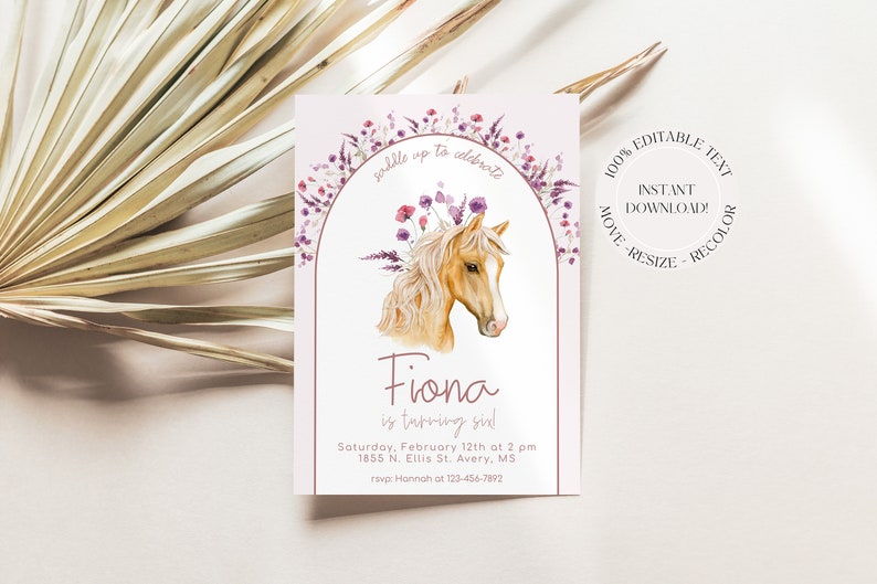Pony Editable Birthday Invitation, Pony Party Invite Printable ...